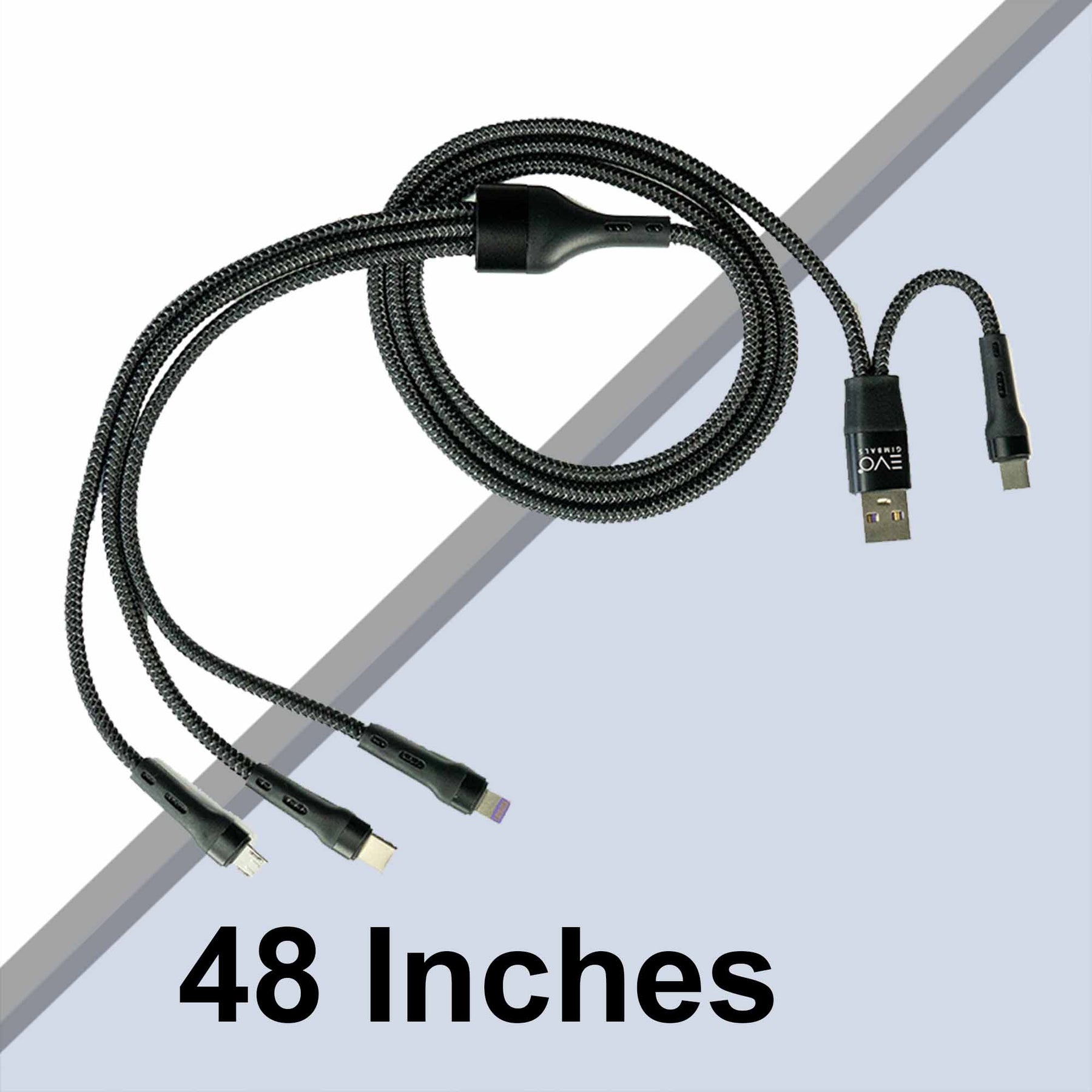 EVO Gimbals 48" Nylon Braided Multi Fast Charge Cable with USB and USB ...